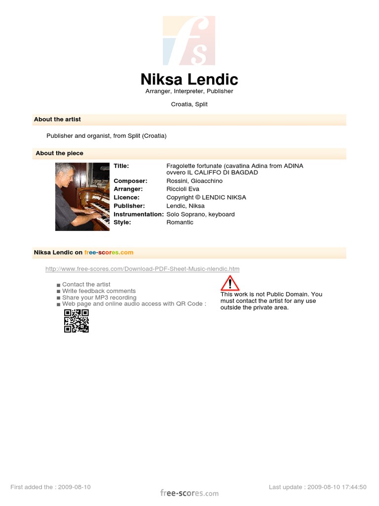 Niksa Lendic: About The Artist | PDF | Performing Arts | Classical Music
