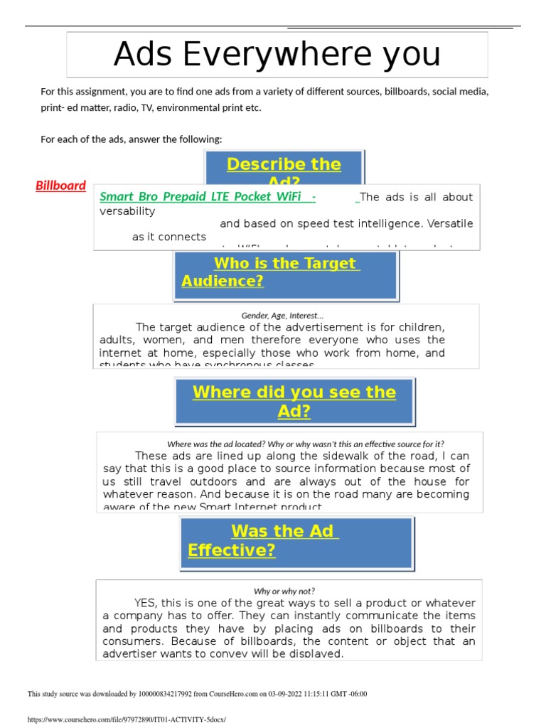 Ads Everywhere You Look: Describe The Ad? | Download Free PDF ...