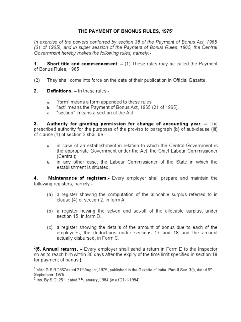 Payment of Bonus Act Forms | PDF | Employment | Government Finances