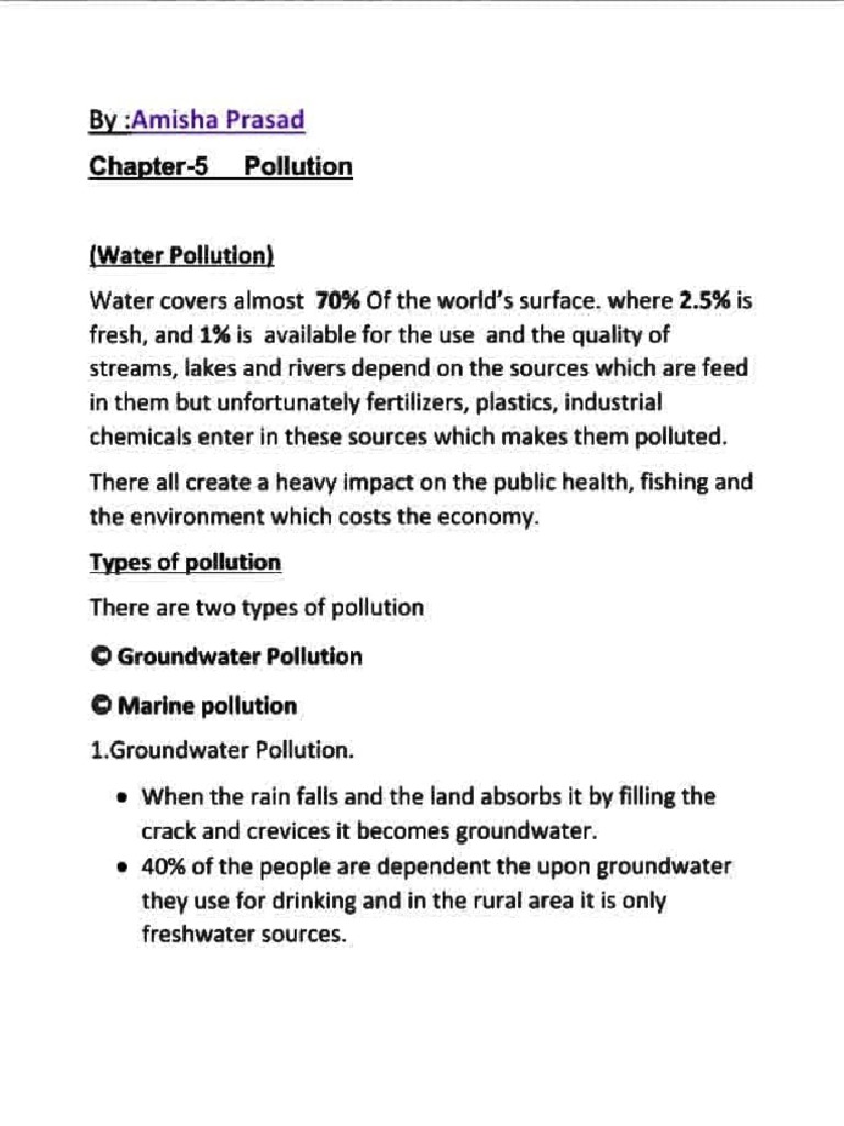 Unit-5 Pollution Notes by Amisha | PDF | Groundwater | Pollution
