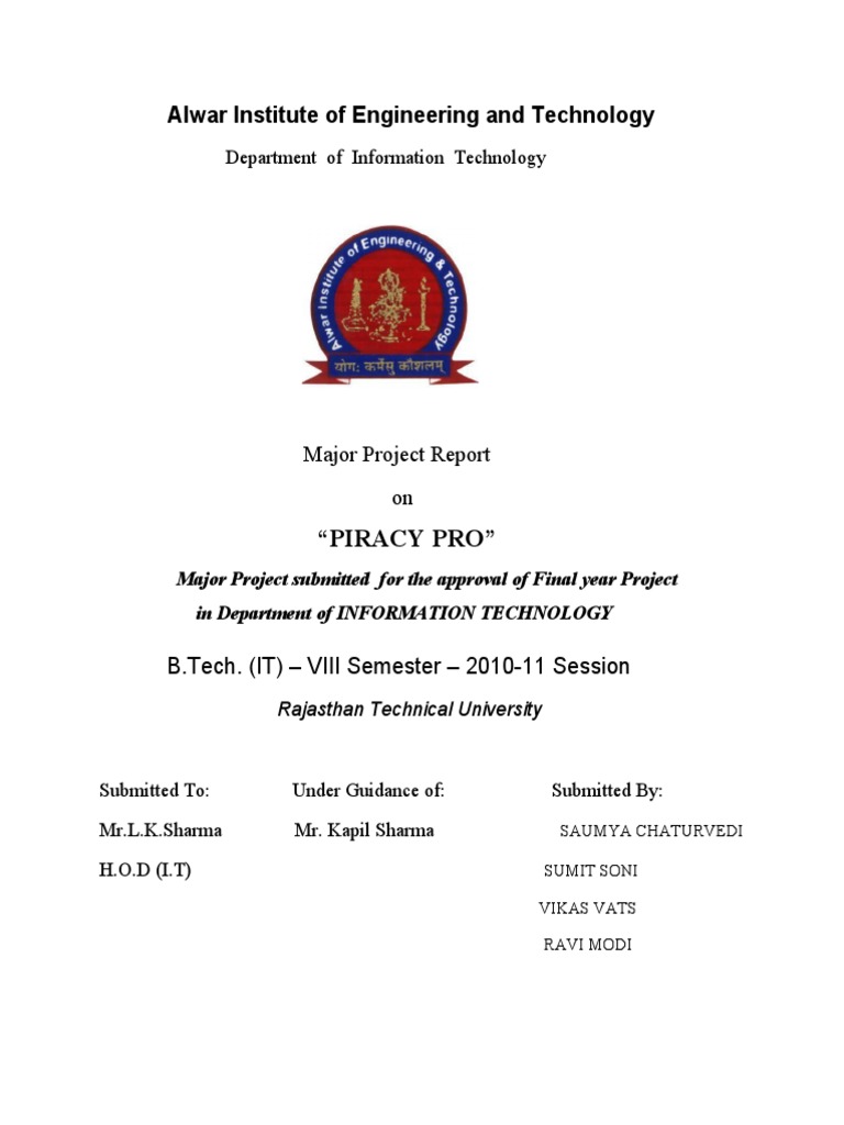 Alwar Institute of Engineering and Technology: "Piracy Pro" | PDF ...