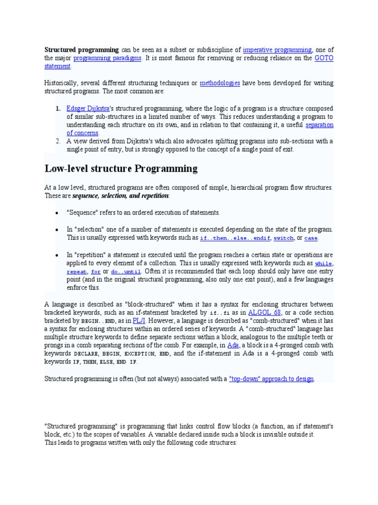 Structured Programming | PDF | Control Flow | Systems Engineering Structured Programming | PDF | Control Flow | Systems Engineering