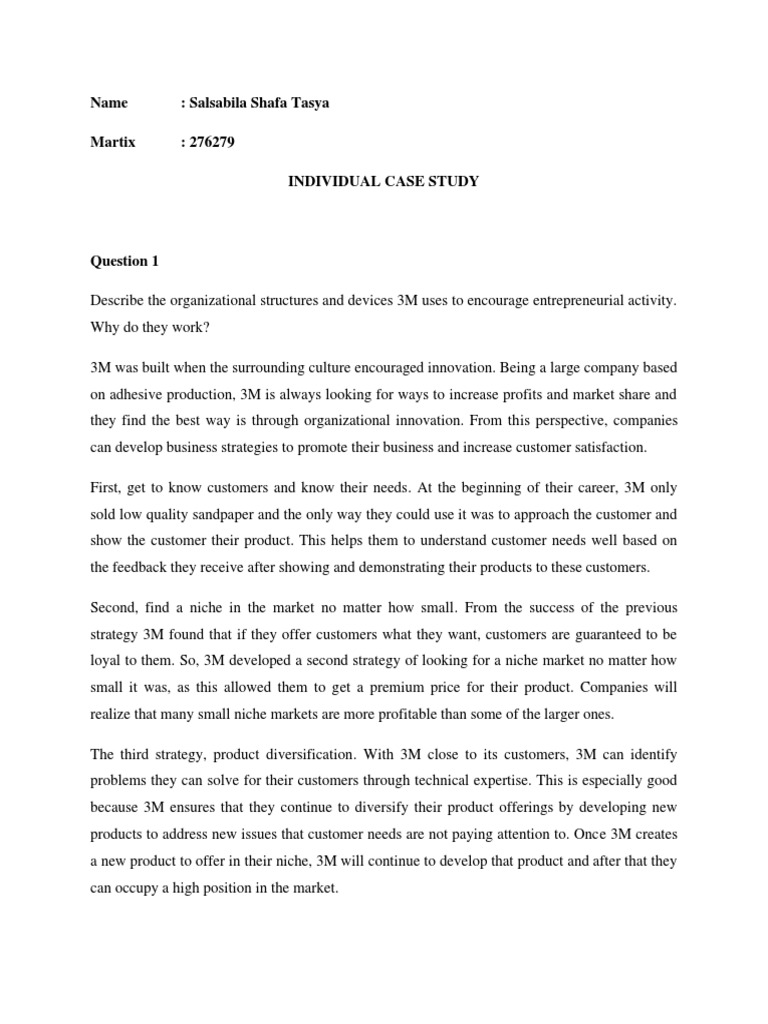 Individual Case Study | PDF | Innovation | Market (Economics)