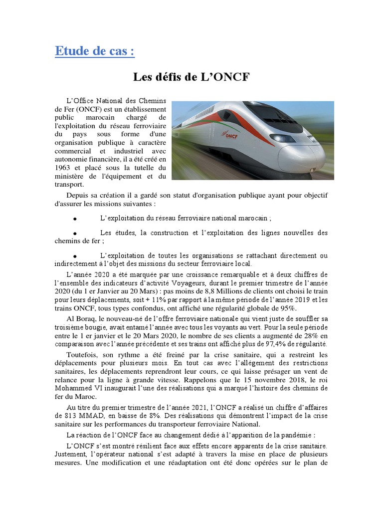 Défis et Stratégies de l'ONCF | PDF | Économie