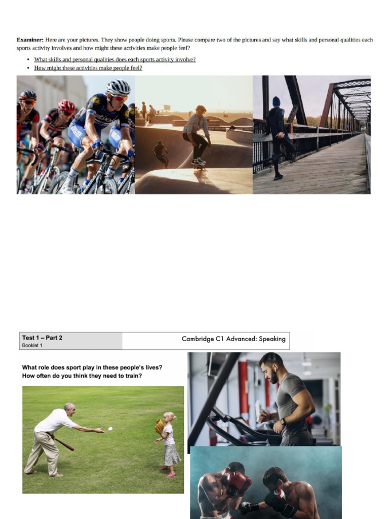 CAE Speaking Part 2 Health and Sports | PDF