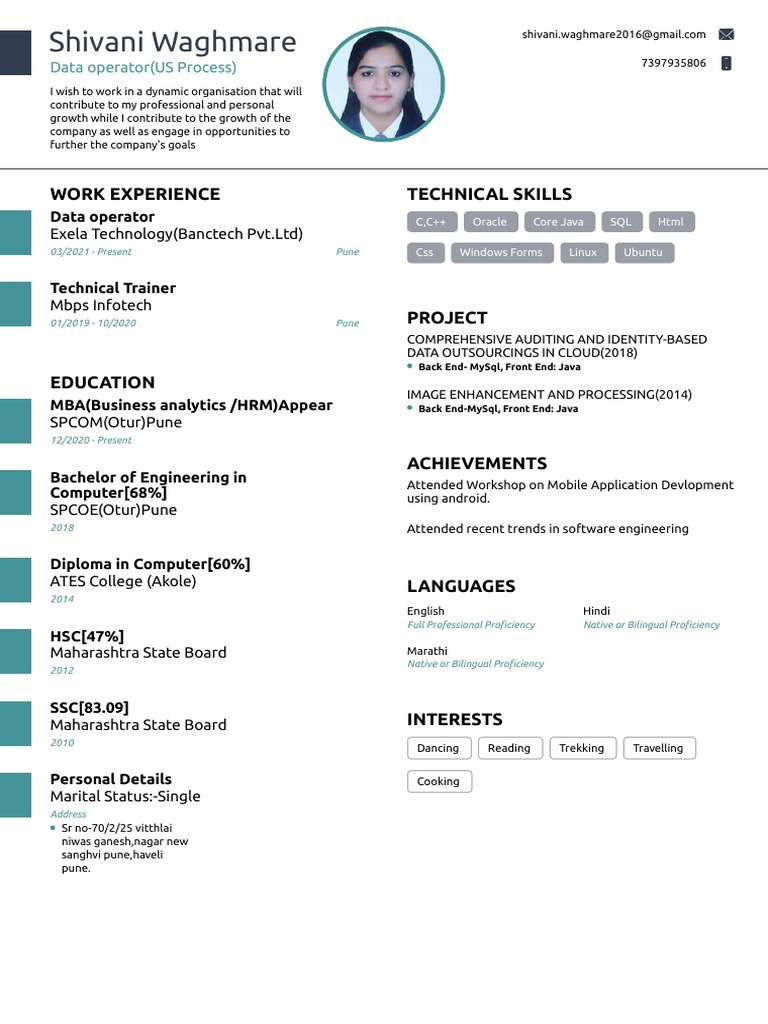 Shivani Waghmare: Work Experience Technical Skills | PDF | Java (Programming Language ...