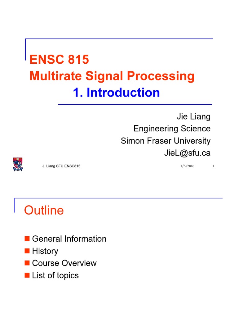Multirate Signal Processing Course | PDF | Wavelet | Discrete Time And ...