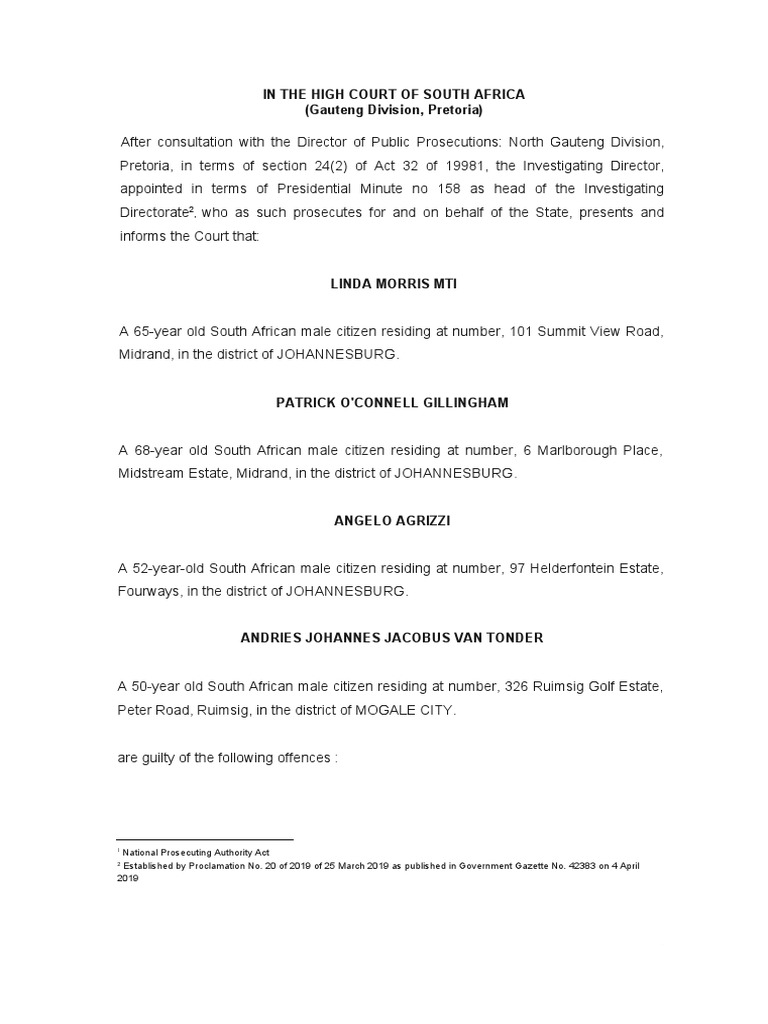 Bosasa High Court Indictment | PDF