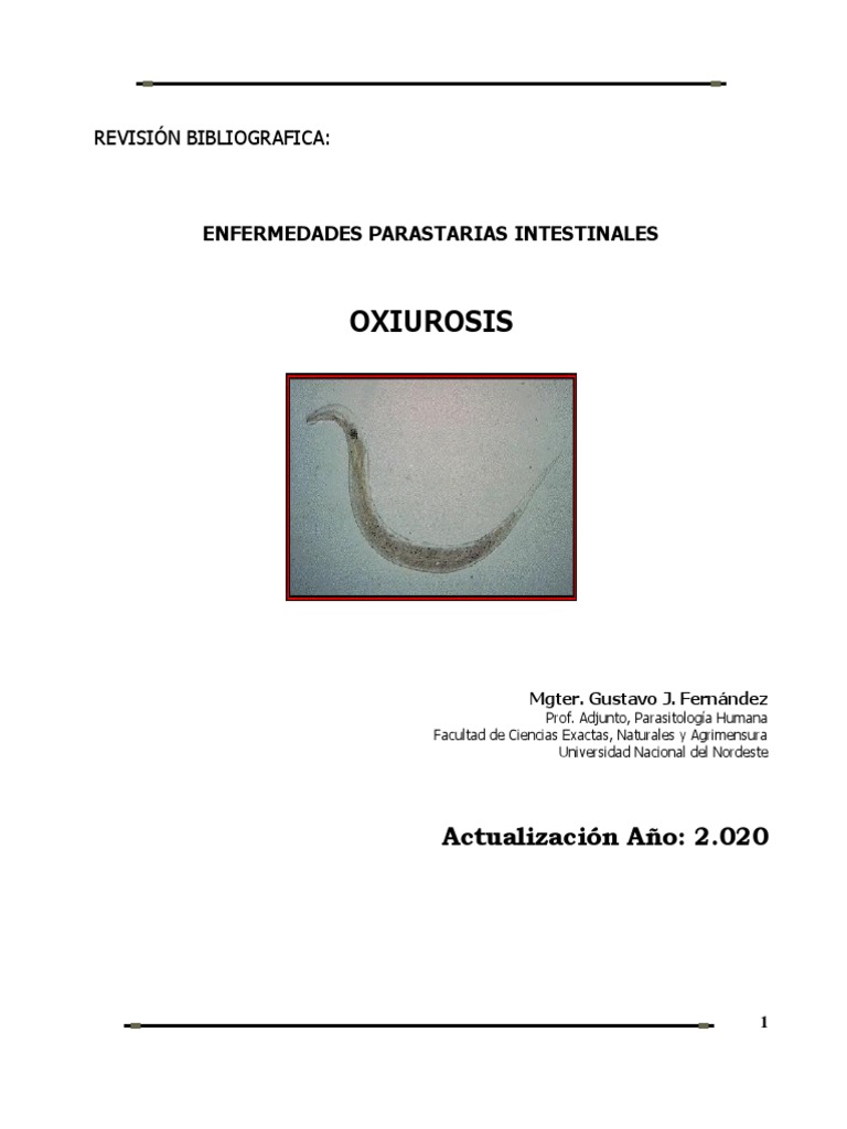 Revisión bibliográfica sobre la enterobiosis u oxiuriasis ...