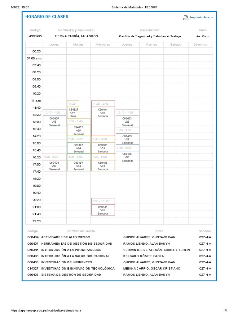 Sistema de Matrícula TECSUP 2022 | PDF