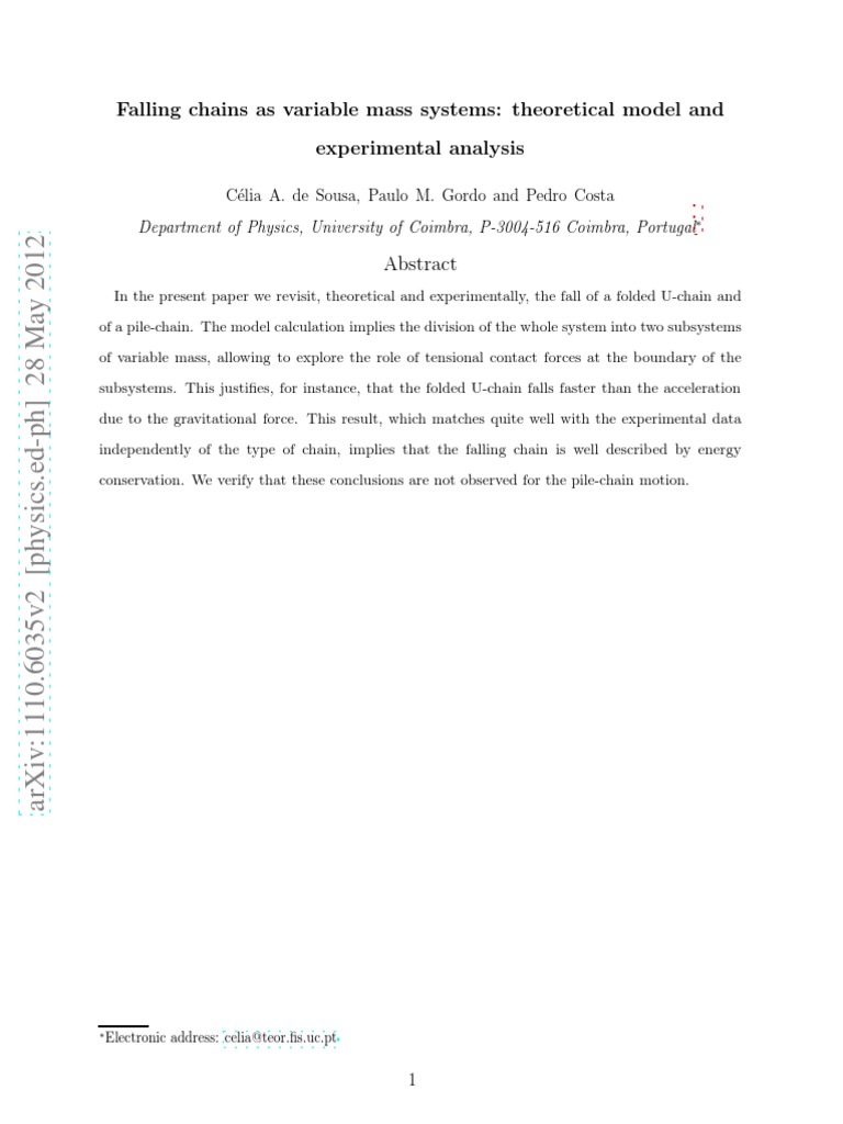 Falling Chains As Variable Mass Systems: Theoretical Model and ...