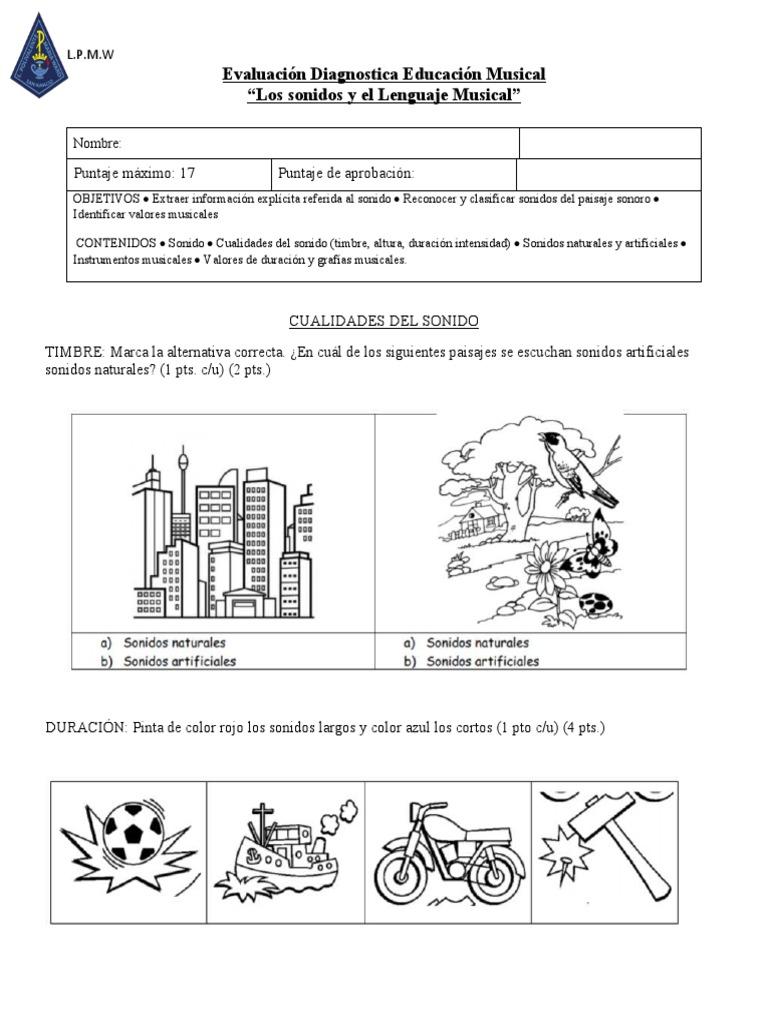 Evaluación de Sonidos y Lenguaje Musical | PDF