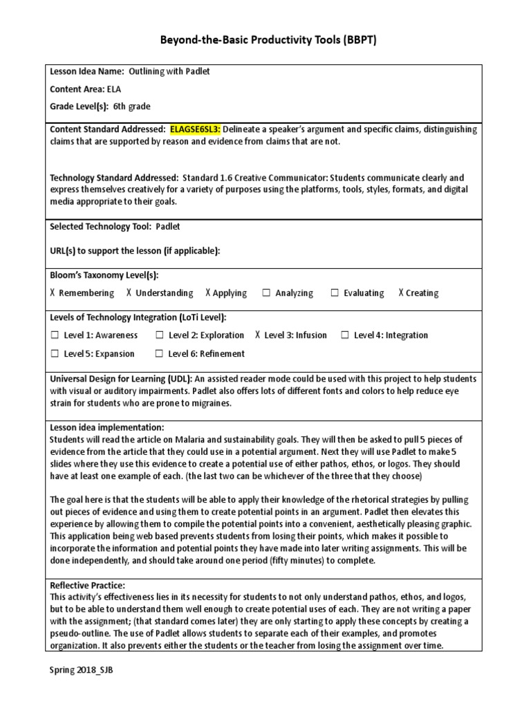 BBPT Lesson Template 1 | PDF | Art | Computers