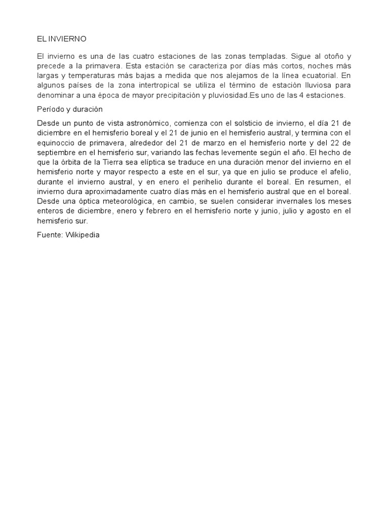 El Invierno | PDF | Ciencia y matemáticas | Historia