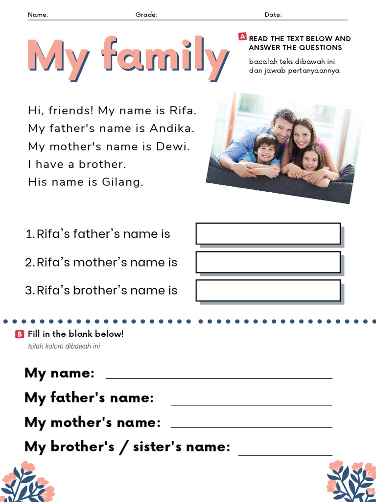 My Family: Chapter 1 Activities | PDF