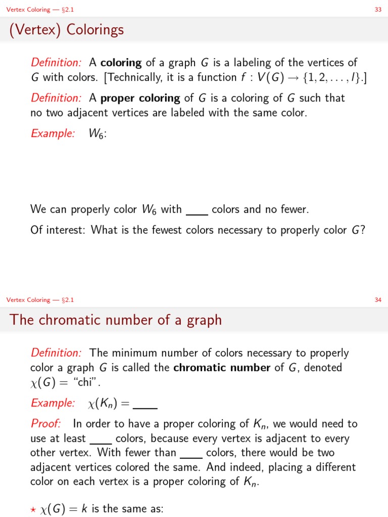 (Vertex) Colorings: Definition | Download Free PDF | Vertex (Graph ...