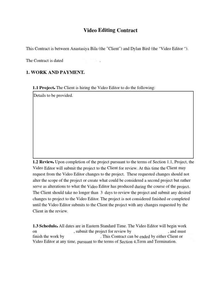 Video Editing Contract Template | PDF | Indemnity | Legal Liability