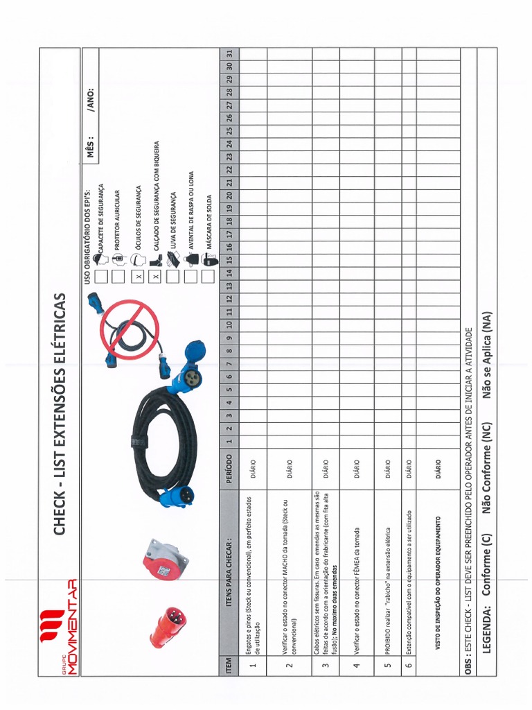 Check List Extensão Elétrica | PDF