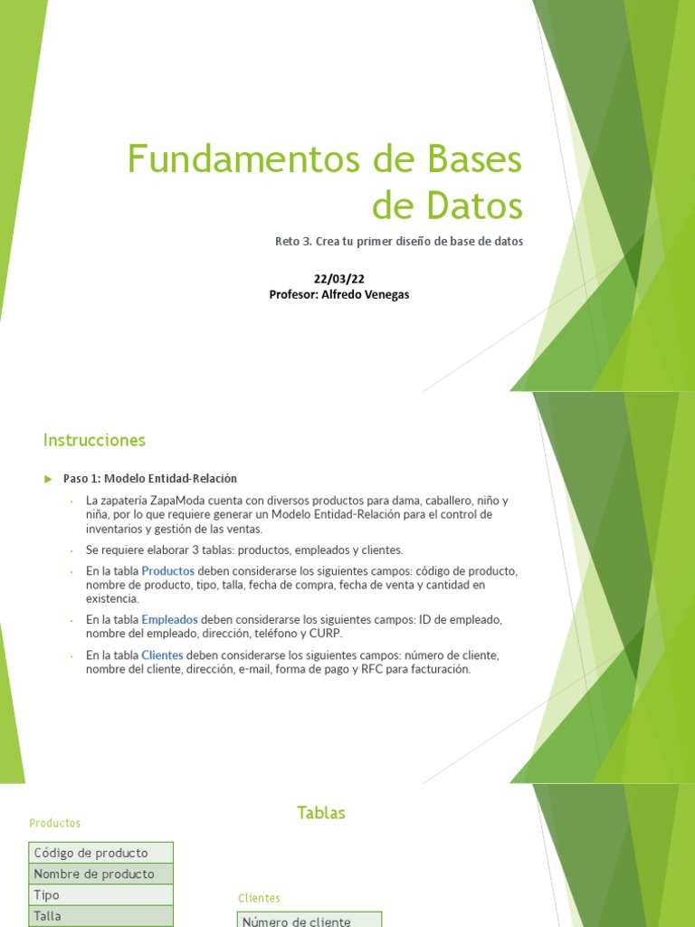 Fundamentos de Bases de Datos: Reto 3. Crea Tu Primer Diseño de Base de Datos | PDF | Ciencias ...