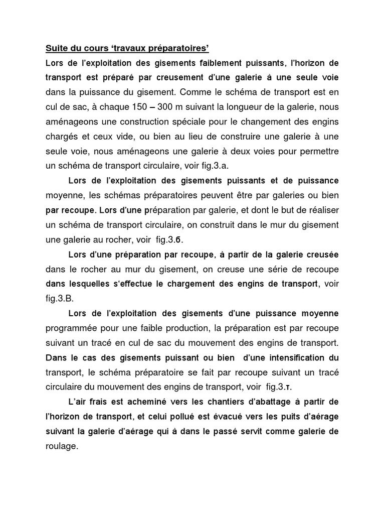 Techniques de préparation des gisements miniers | PDF | Exploitation ...