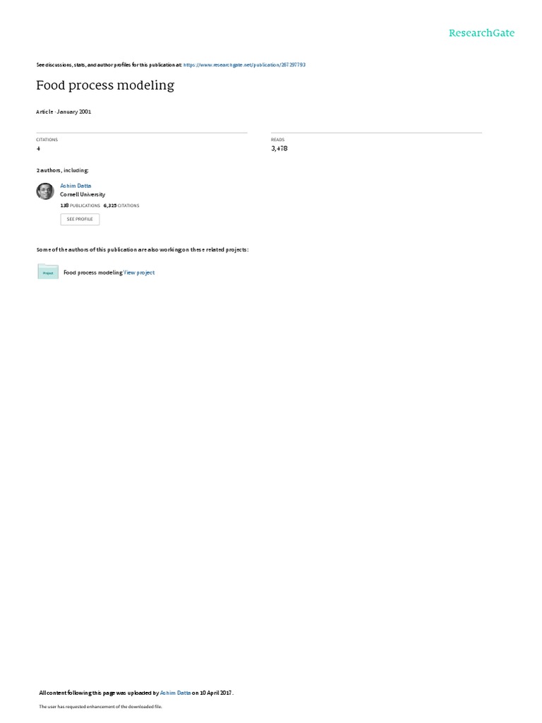 Food Process Modeling | PDF | Mathematical Model | Equations