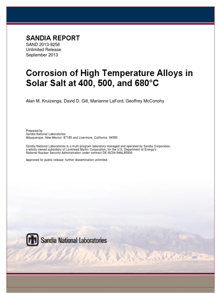 Corrosion of High Temperature Alloys in Solar Salt at 400, 500, and 680 ...