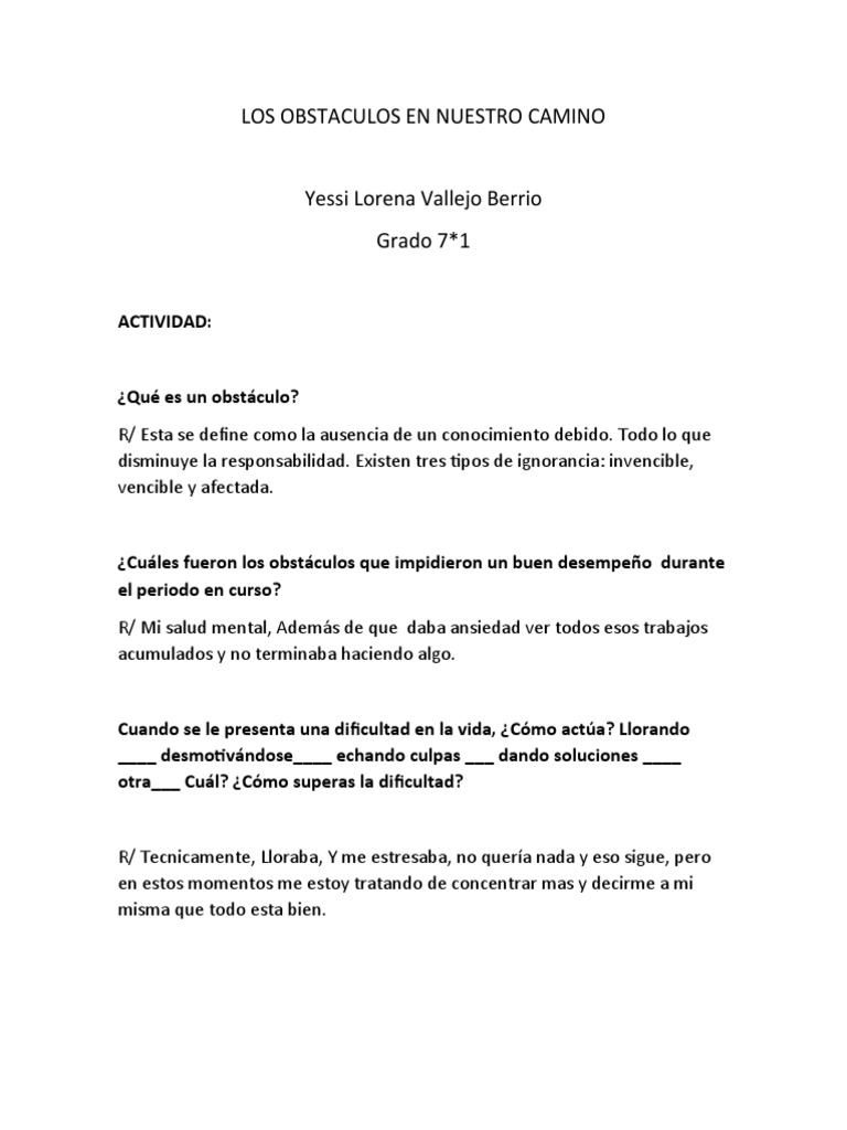 Los Obstaculos en Nuestro Camino | PDF