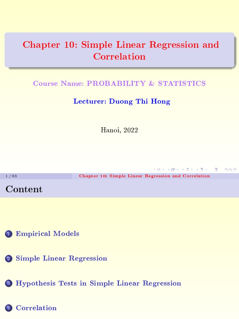Chapter 10. Simple Linear Regression and Correlation | PDF