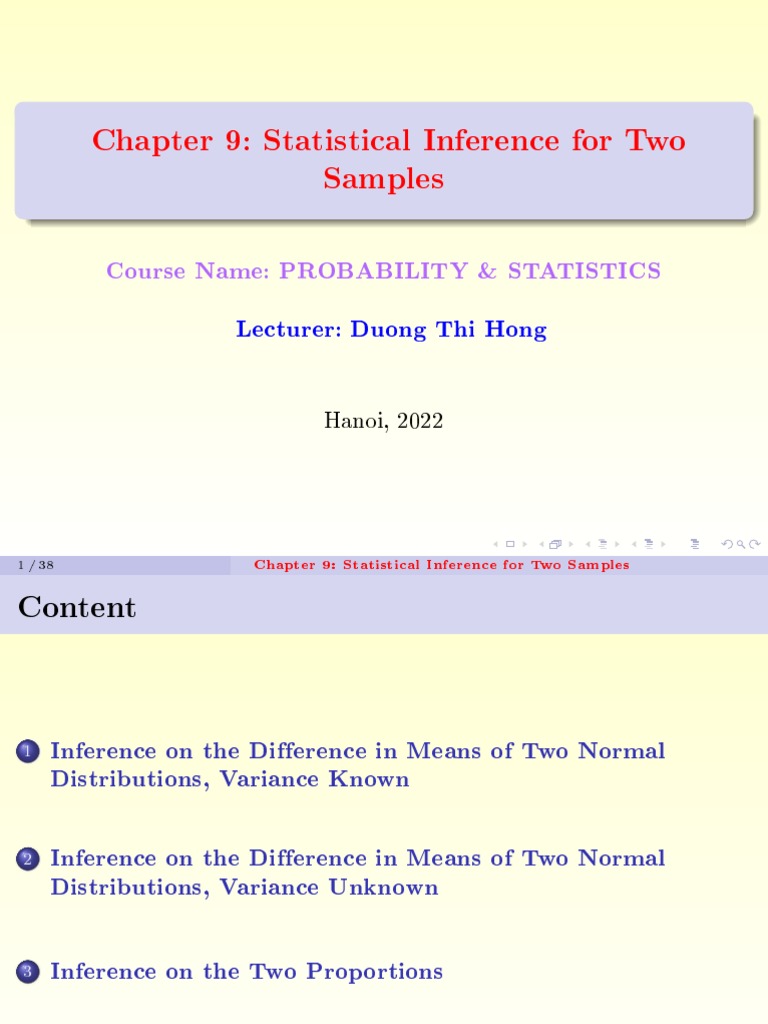Chapter 9. Statistical Inference For Two Samples | PDF | Confidence ... Chapter 9. Statistical Inference For Two Samples | PDF | Confidence ...
