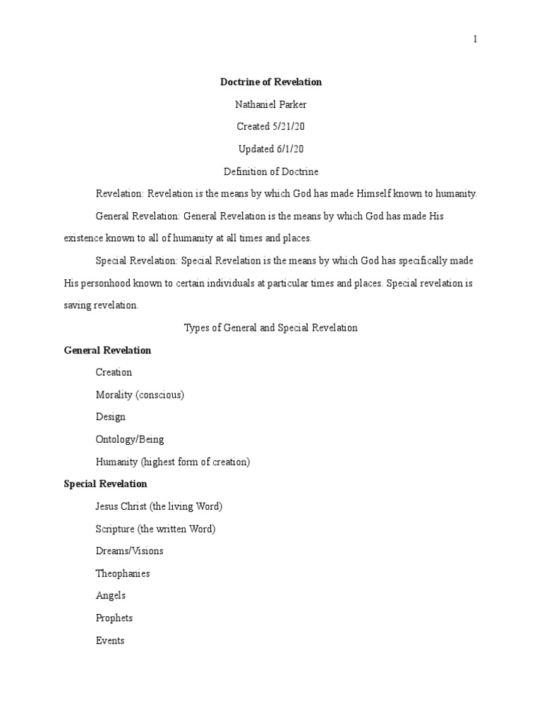 Doctrine of Revelation | PDF