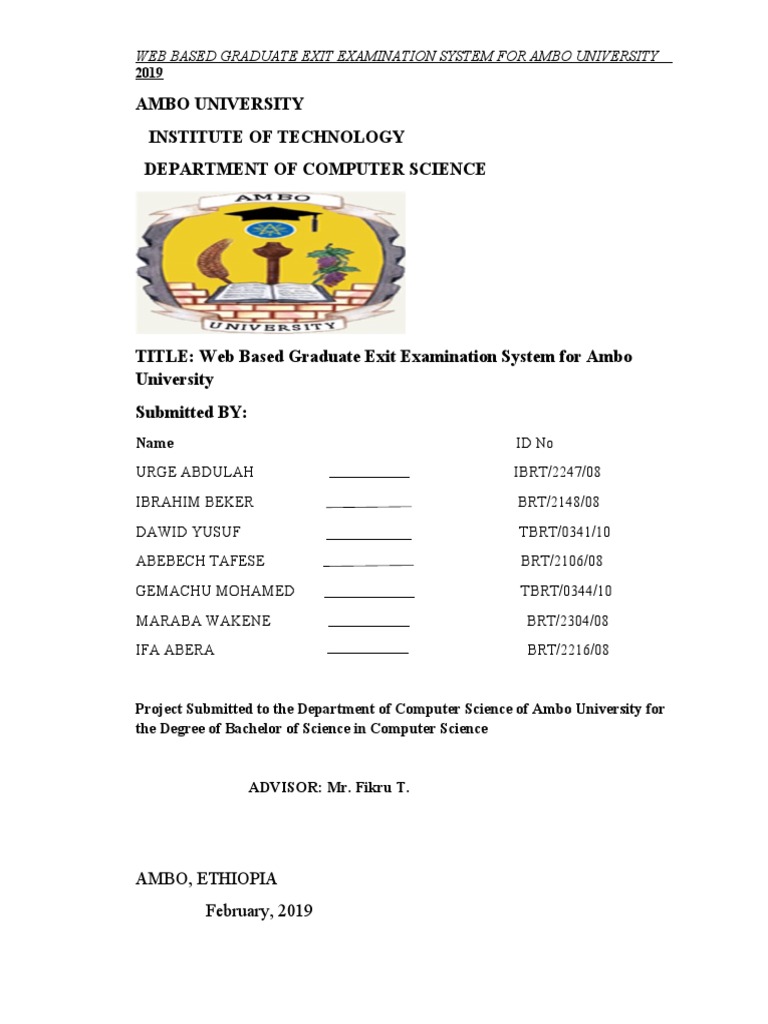 Ambo University Institute of Technology Department of Computer Science ...