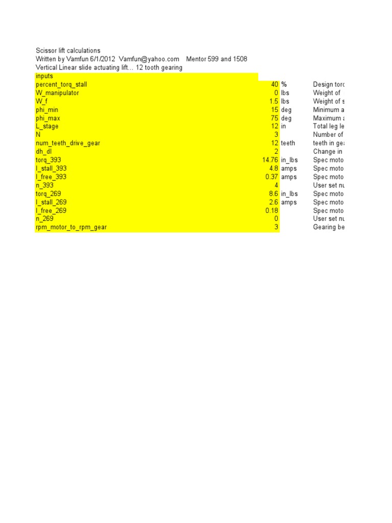 Scissor Lift Design Calculations Guide | PDF