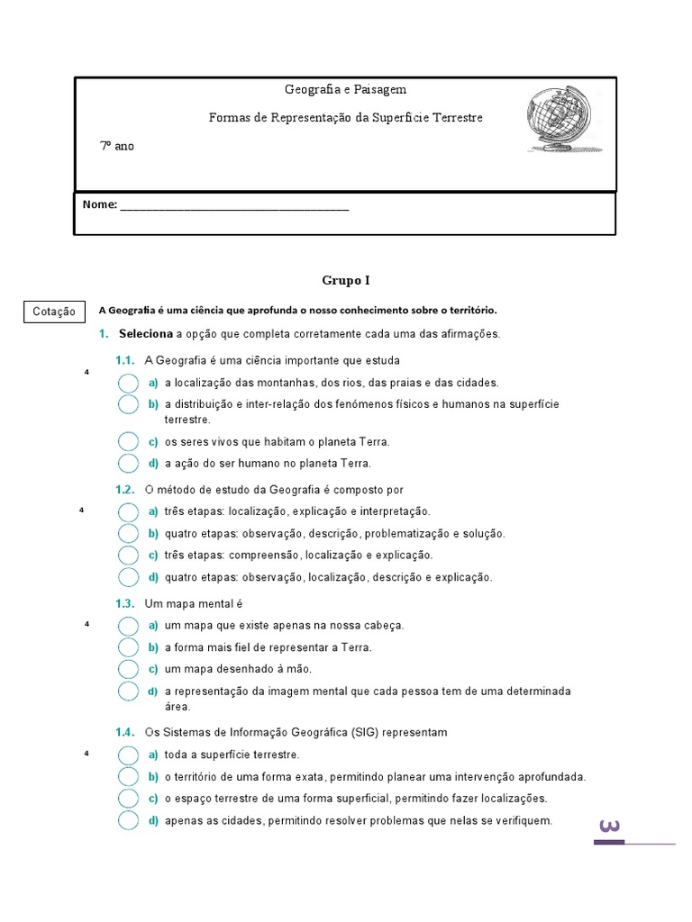 Formas de representar a superfície terrestre | PDF | Geografia | Terra