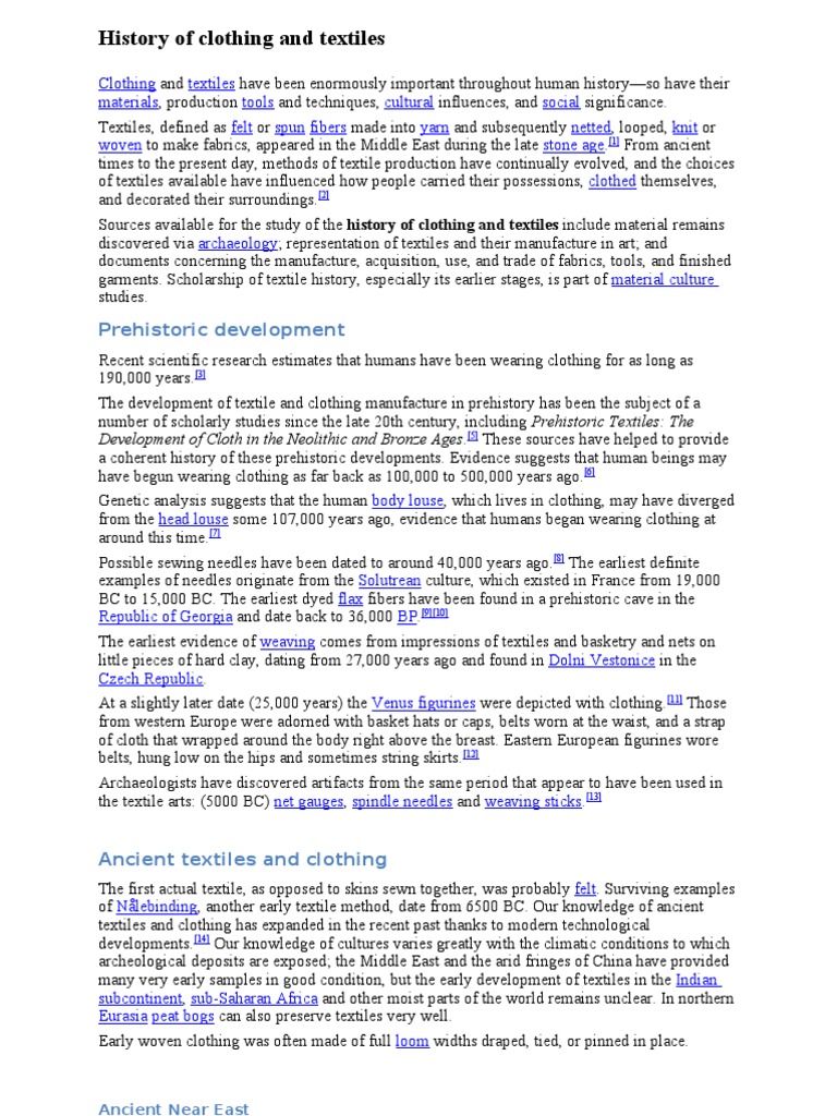History of Clothing and Textiles | Download Free PDF | Textiles ...