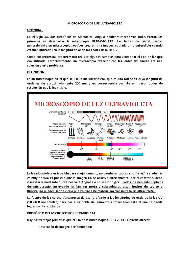 Microscopio UV: Historia y Aplicaciones | PDF | Ultravioleta | Óptica