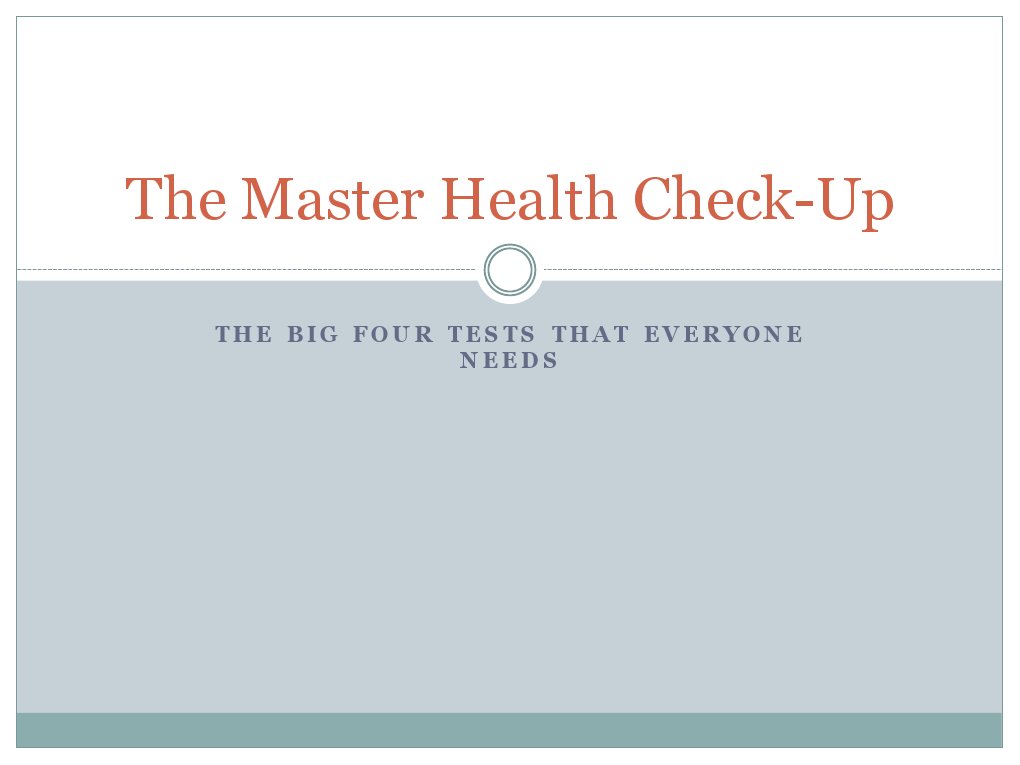 Essential Health Check-Up: Big Four Tests | PDF