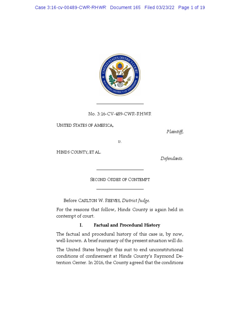 Jail 165 2nd Contempt Order | PDF | Contempt Of Court | Prison