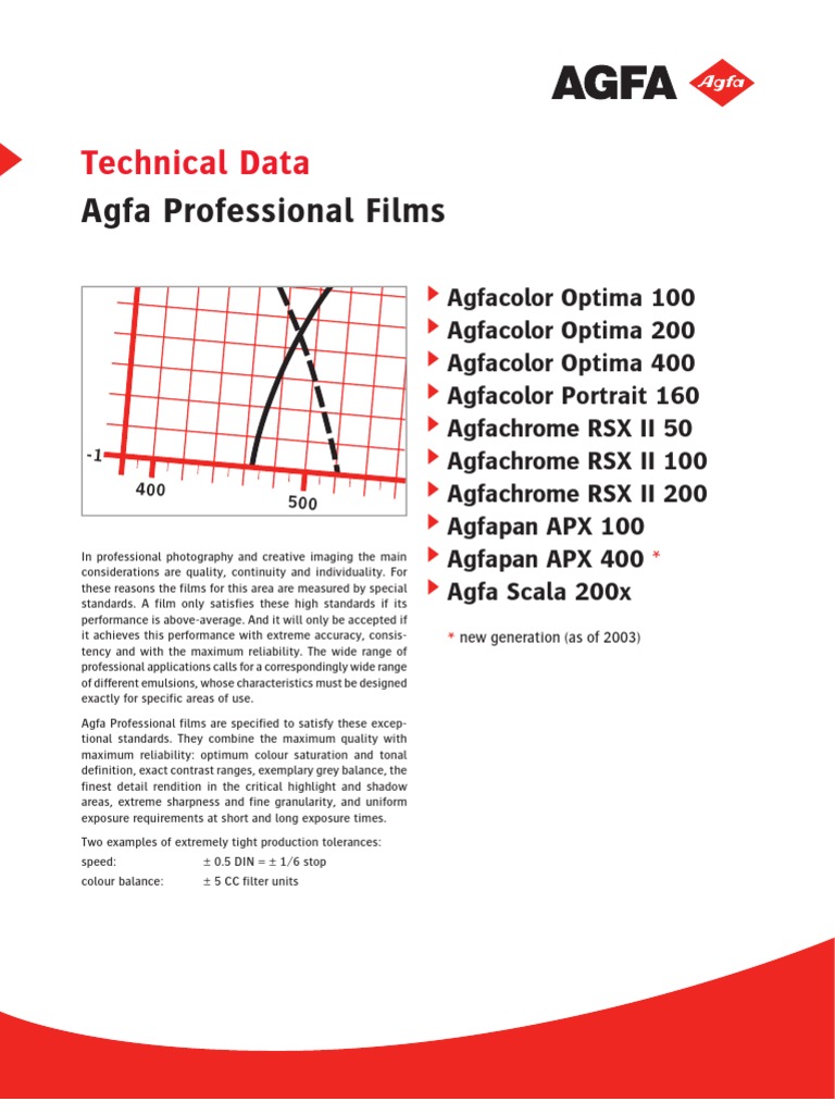 Agfa Professional Films | PDF | Film Speed | Color