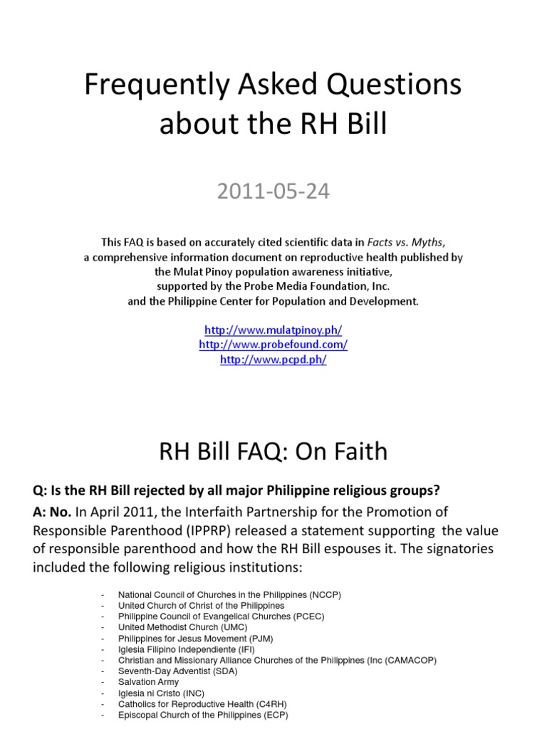 Understanding the RH Bill in the Philippines | PDF | Family Planning ...