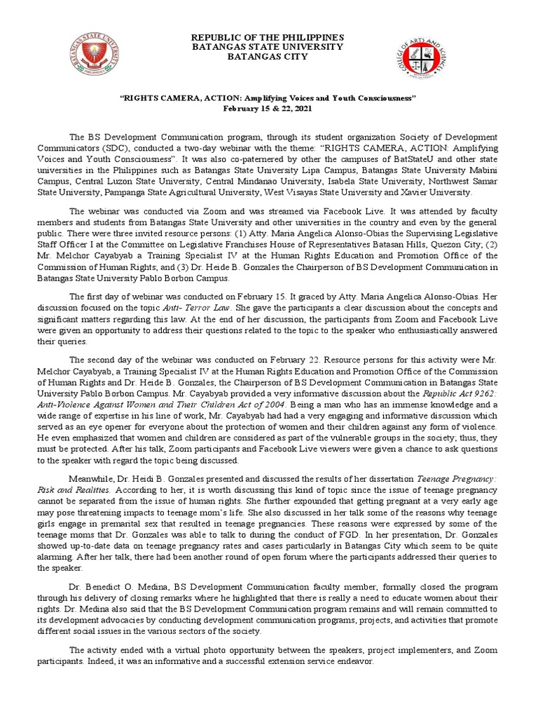 Example of Narrative Report | PDF | Communication