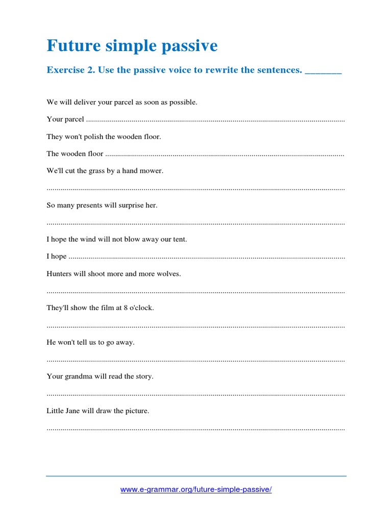 Future Simple Passive Exercise 2 | PDF