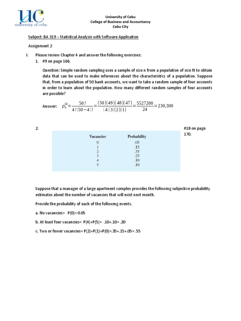 BA 319 - Assignment 2 | PDF | Statistical Inference | Probability Theory