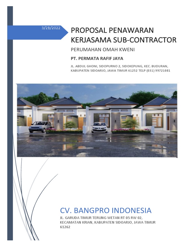 Proposal Kerjasama SubCont Perumahan | PDF