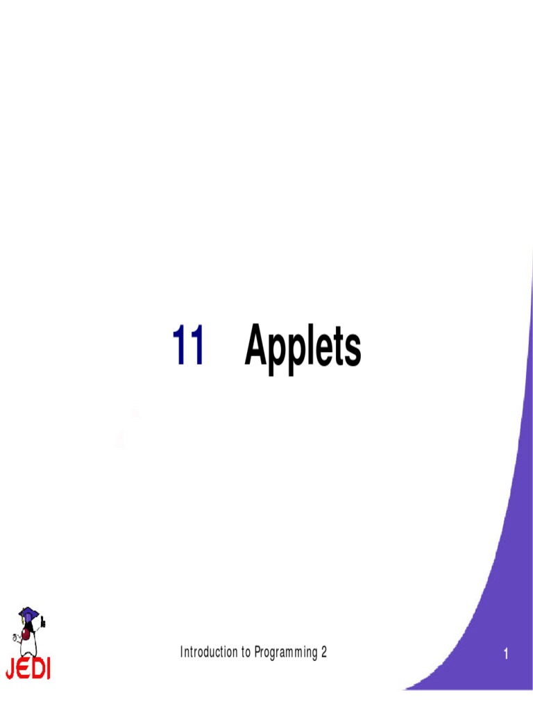 JEDI Slides-Intro2-Chapter11-Applets | PDF | Java (Programming Language ...