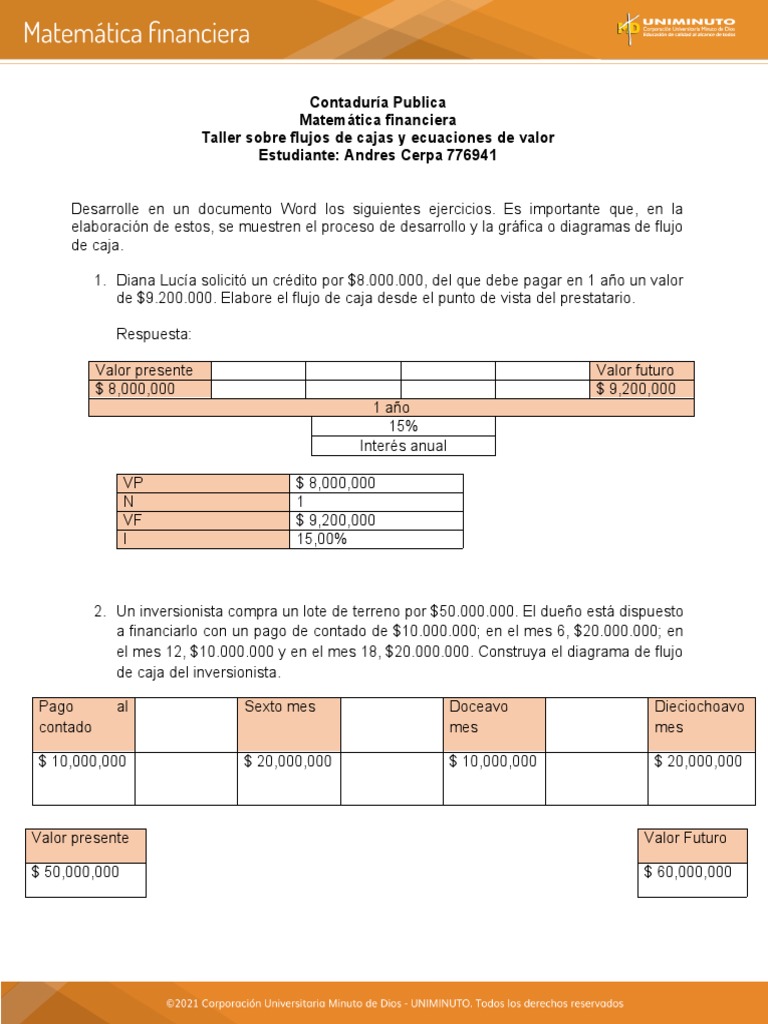Parcial Matematicas Financieras | PDF | Dinero