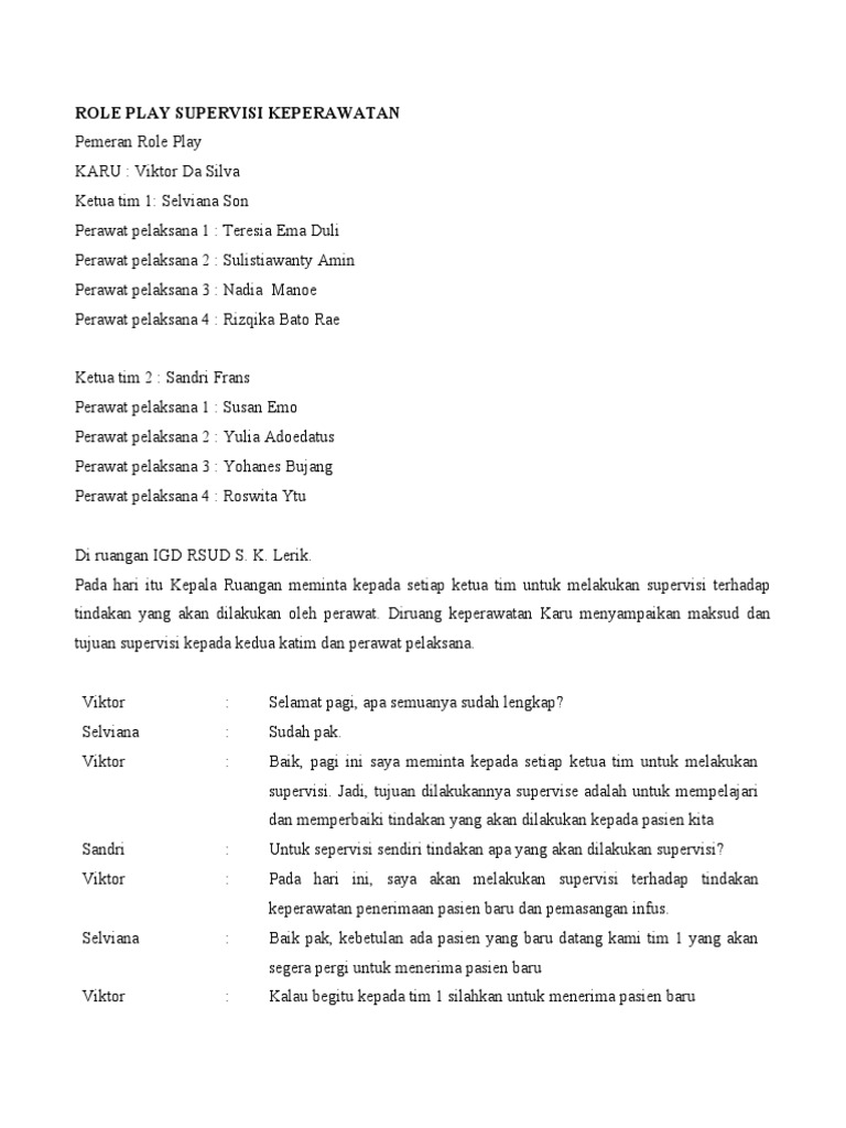 Role Play Supervisi Keperawatan | PDF