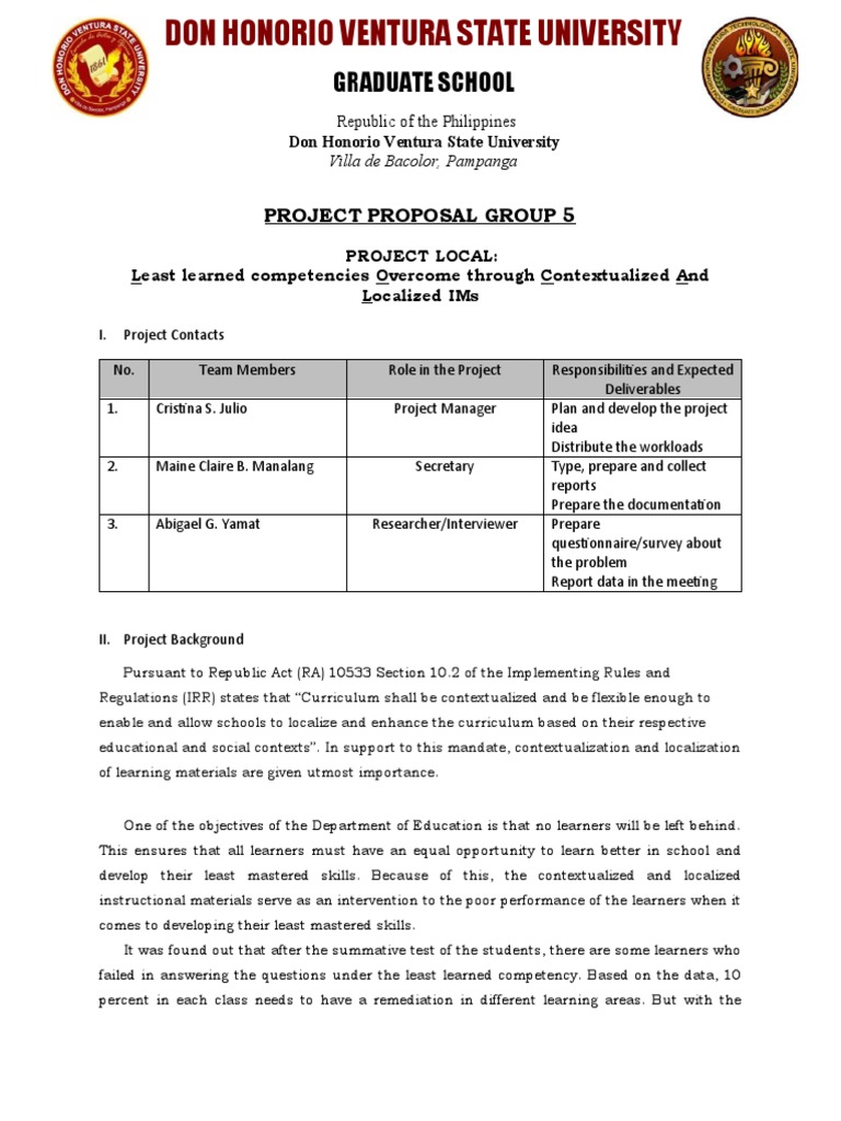 Graduate School: Project Proposal Group 5 | PDF | Educational ...