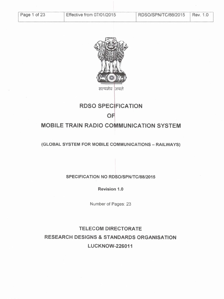 RDSO - SPN - TC - 88 - 2015 - Rev1.0 - Scanned | PDF | Electronics ...