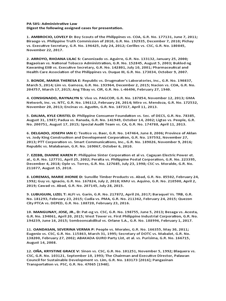 Pa 505 Admin Law Cases | PDF