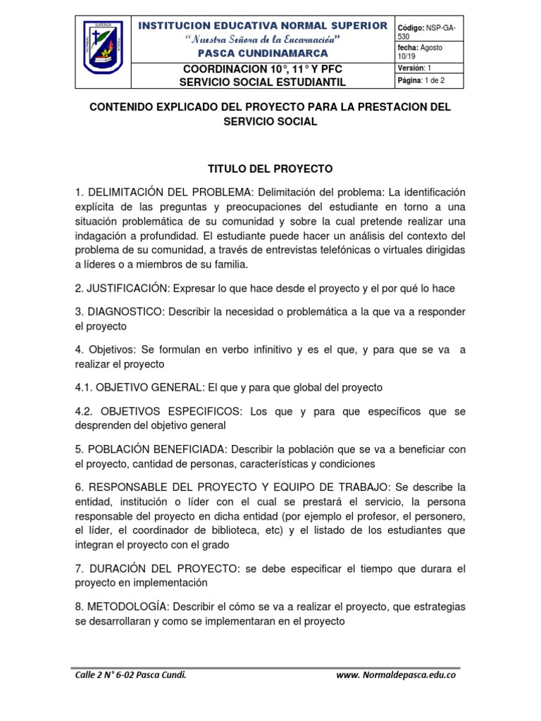 Paso A Paso Del Proyecto de Servicio Social Explicado 2022 | PDF